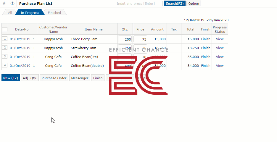 Order planning program that automatically calculates the optimal ...